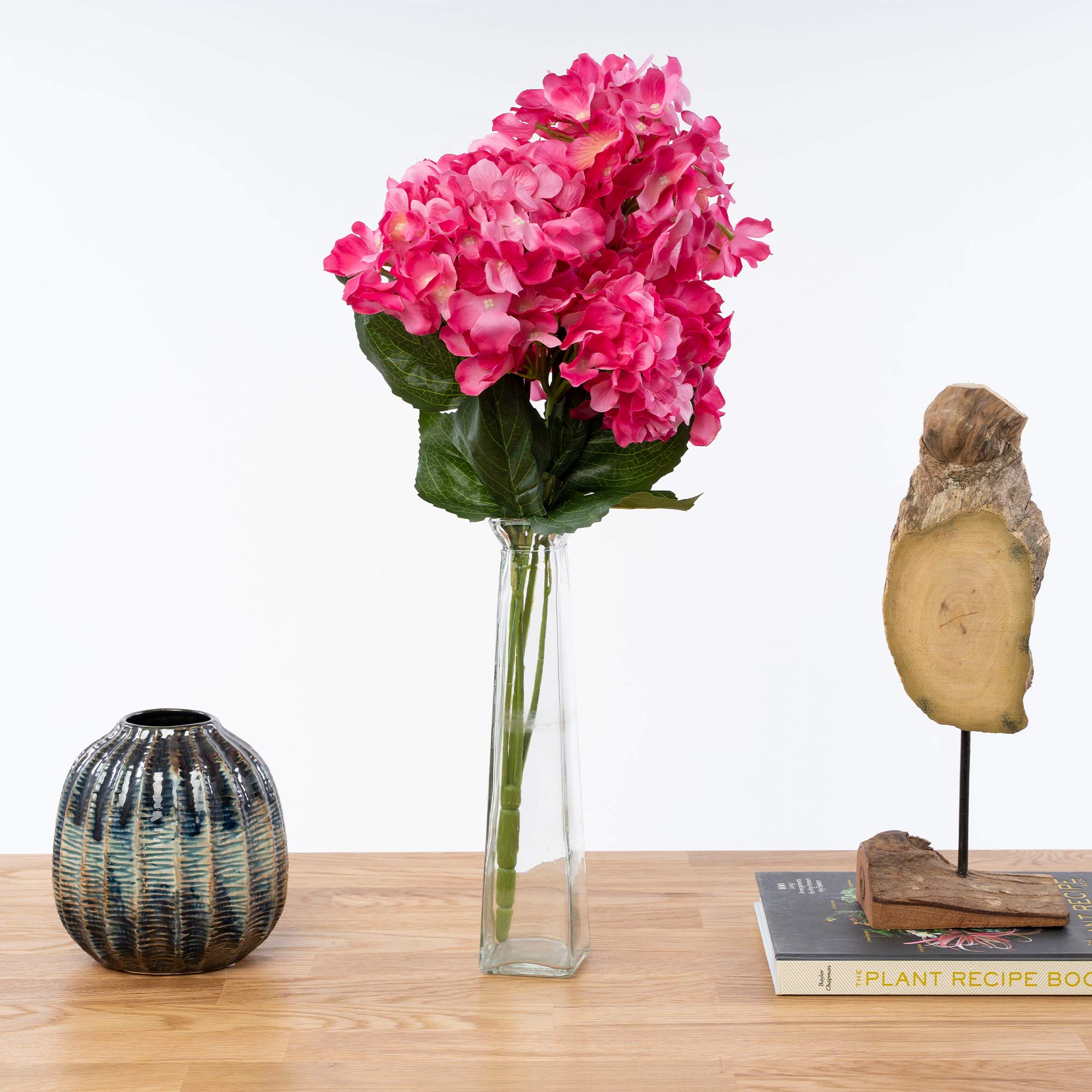 Elite Floral Artificial Hydrangea Bush with 6 Big Flower Heads for Home Garden, Office, Flowers Arrangement, Wedding Centerpiece, DIY β 7β Diameter x 22βH β Fuchsia