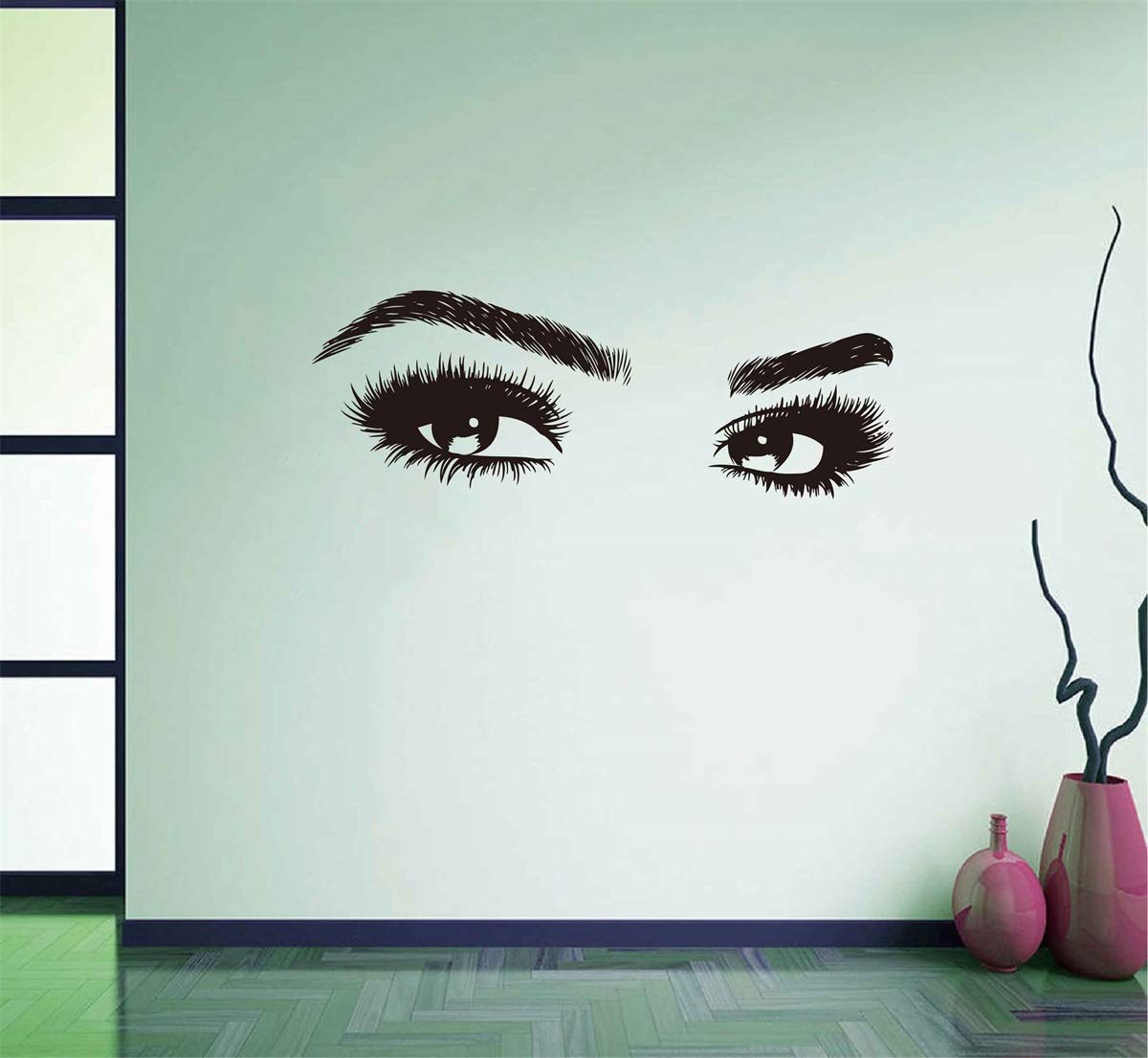 DXLING 42.5X15.3inches Beauty Salon Eyelashes Quote Eyebrow Wall Decor Stickers Make Up Eye Store Home Decoration Murals (LC464 Black)