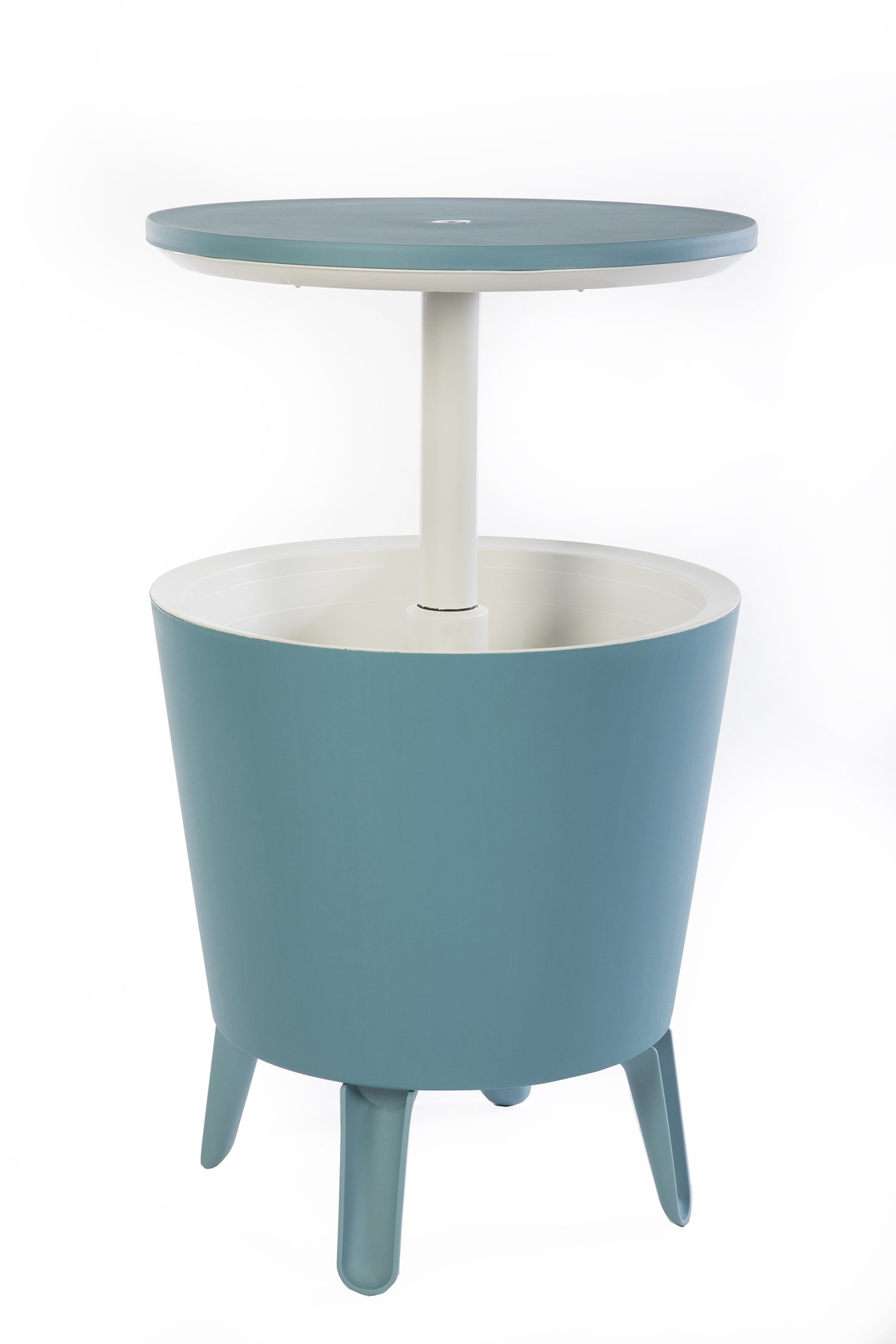 Keter Modern Cool Bar Outdoor Patio Furniture and Hot Tub Side Table with 7.5 Gallon Beer and Wine Cooler, Teal