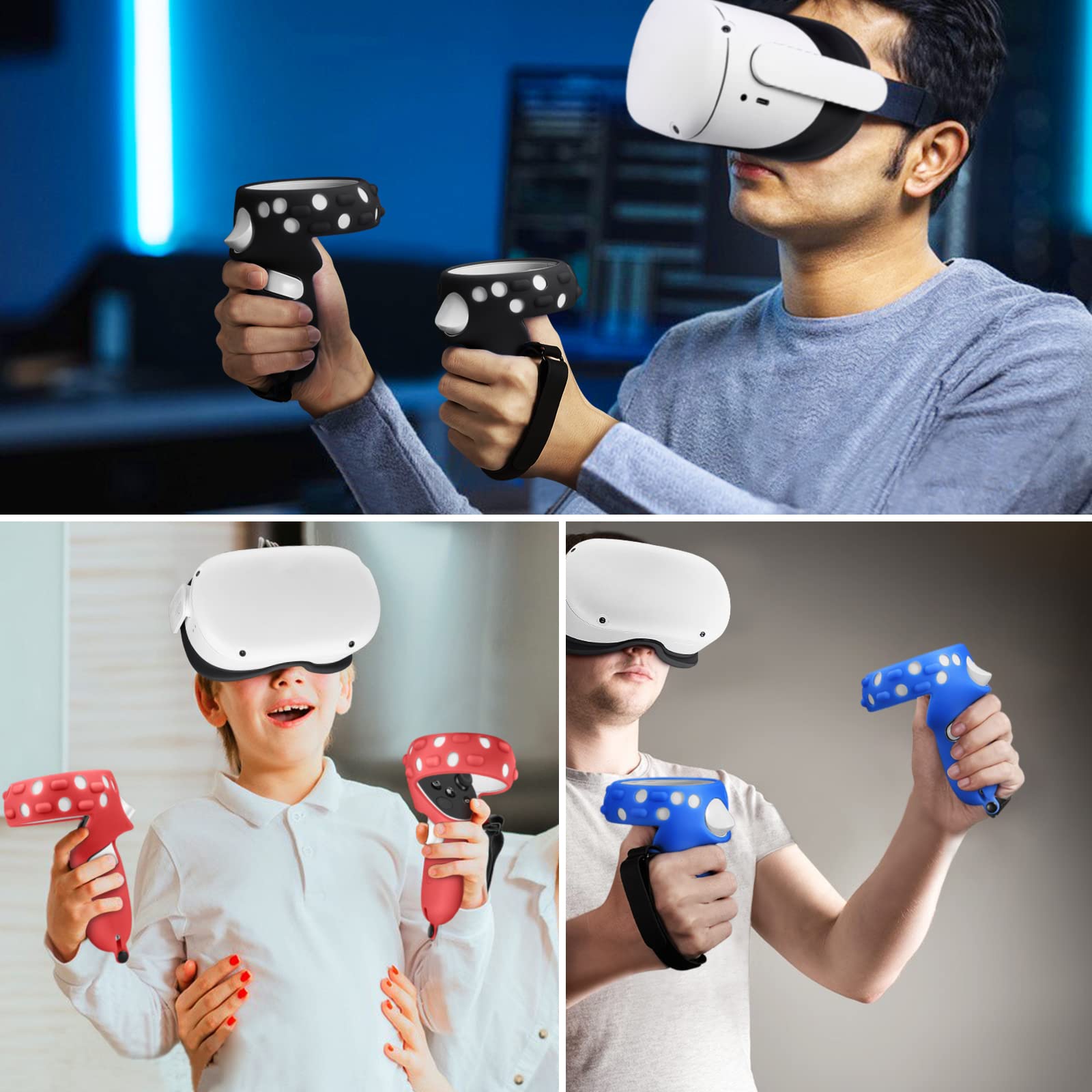 FINPAC Silicone Touch Controller Grip Cover for Quest 2, Protective and Anti-Slip VR Gaming Headset Controller Sleeve Cover (Black)