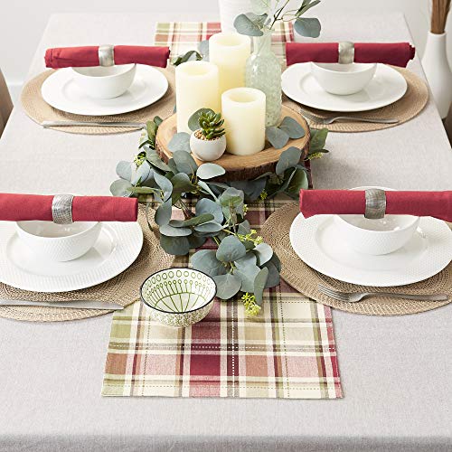DII Fall & Thanksgiving Dining Table Décor Reusable Cotton Fabric, Table Runner, 13x36, Rustic Homespun Plaid