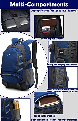 ProEtrade Backpack Daypack for College Laptop Travel, Computer Bookbag Bag with USB Charging Port Anti Theft Laptop Compartment Fits 15.6 Inch Notebook, Gifts for Men & Women (Blue)