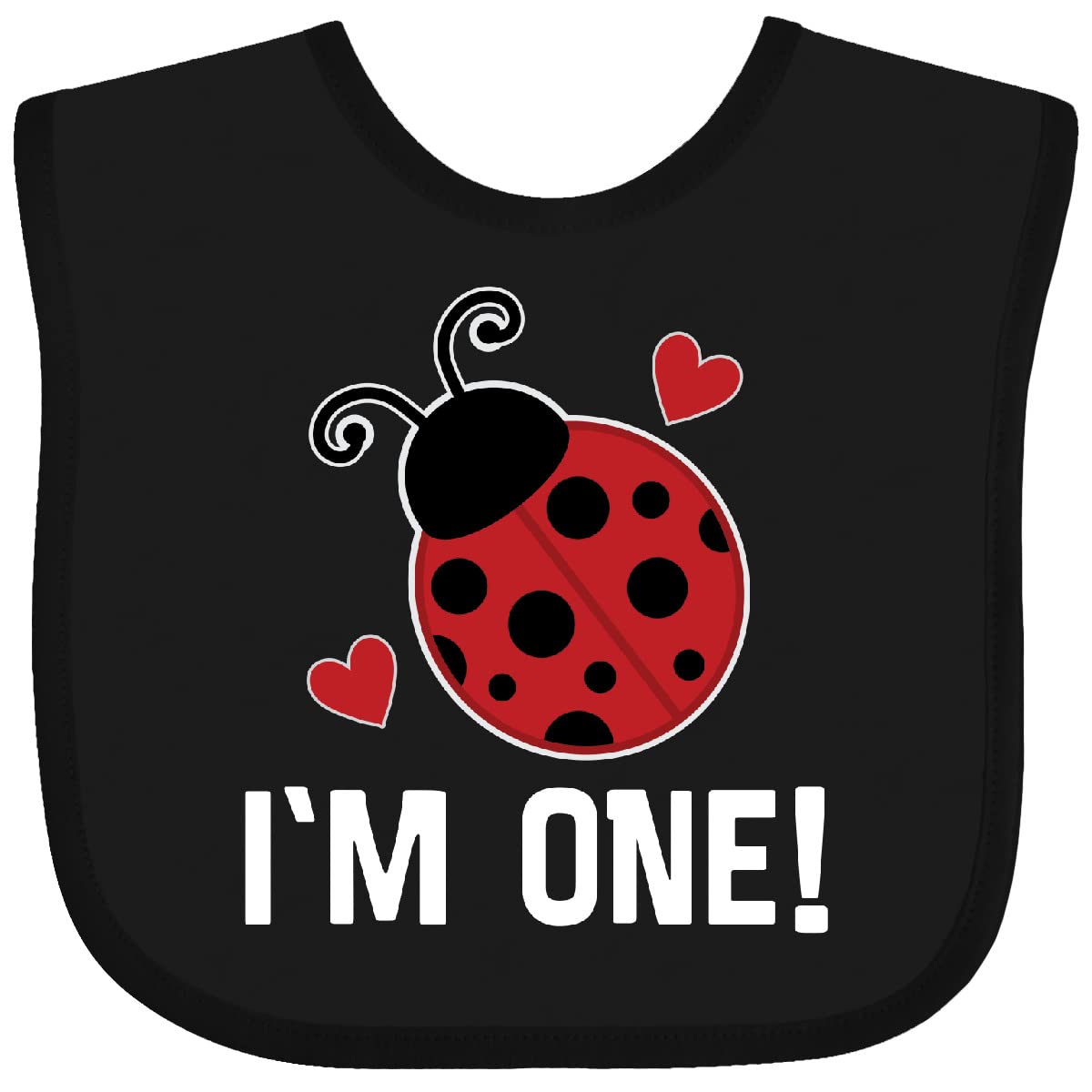 inktastic First Birthday Ladybug 1 Year Old Baby Bib Black 33747