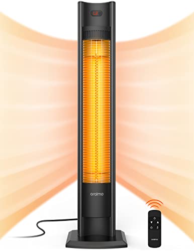 Oraimo Patio Heater, Outdoor Heater with Remote, 1500/750W ETL, IP55- Certificatied Quiet Electric Infrared Heater with Triple Protection portable for Bedroom, Living Room, Balcony and Garage Use