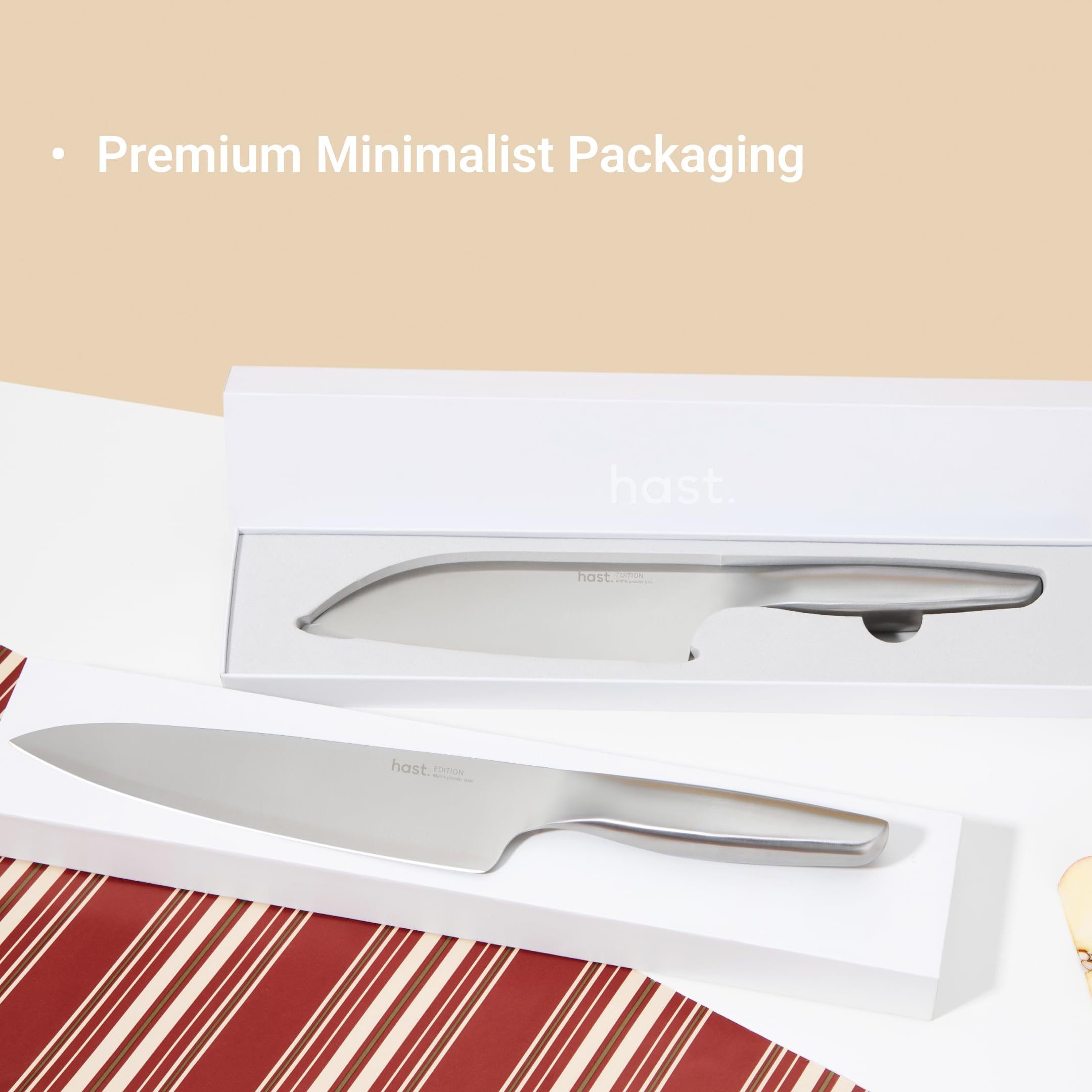 HAST All-New Santoku Knife - 6.3” -High Performance - Powder Steel- Patented - Japanese Blade Style - Award Wining Minimalist Design-Ergonomic Handle-Minimalist Kitchen Decor (Titanium Black)