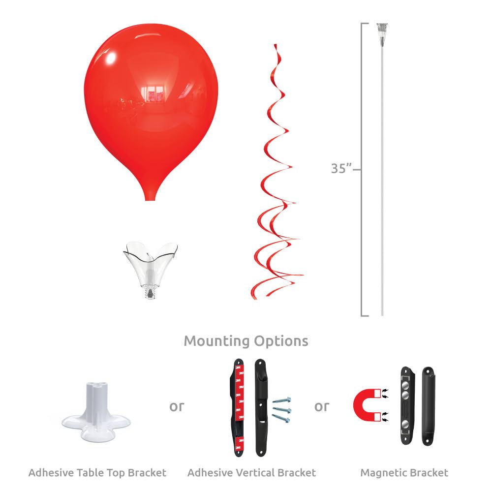 PermaShine - Reusable and Helium Free Single Balloon Kit - Permanent Plastic Indoor and Outdoor Balloons