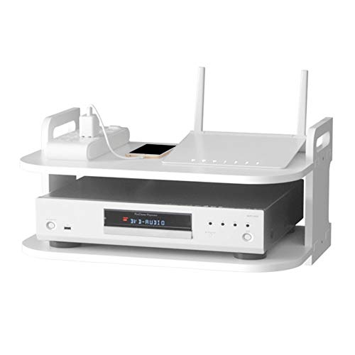 EMVANV Floating TV Box Shelf, Wall Mount Punching-Free DVD Player Router Box Router Game Consoles Storage Shelf Bracket for Home Office