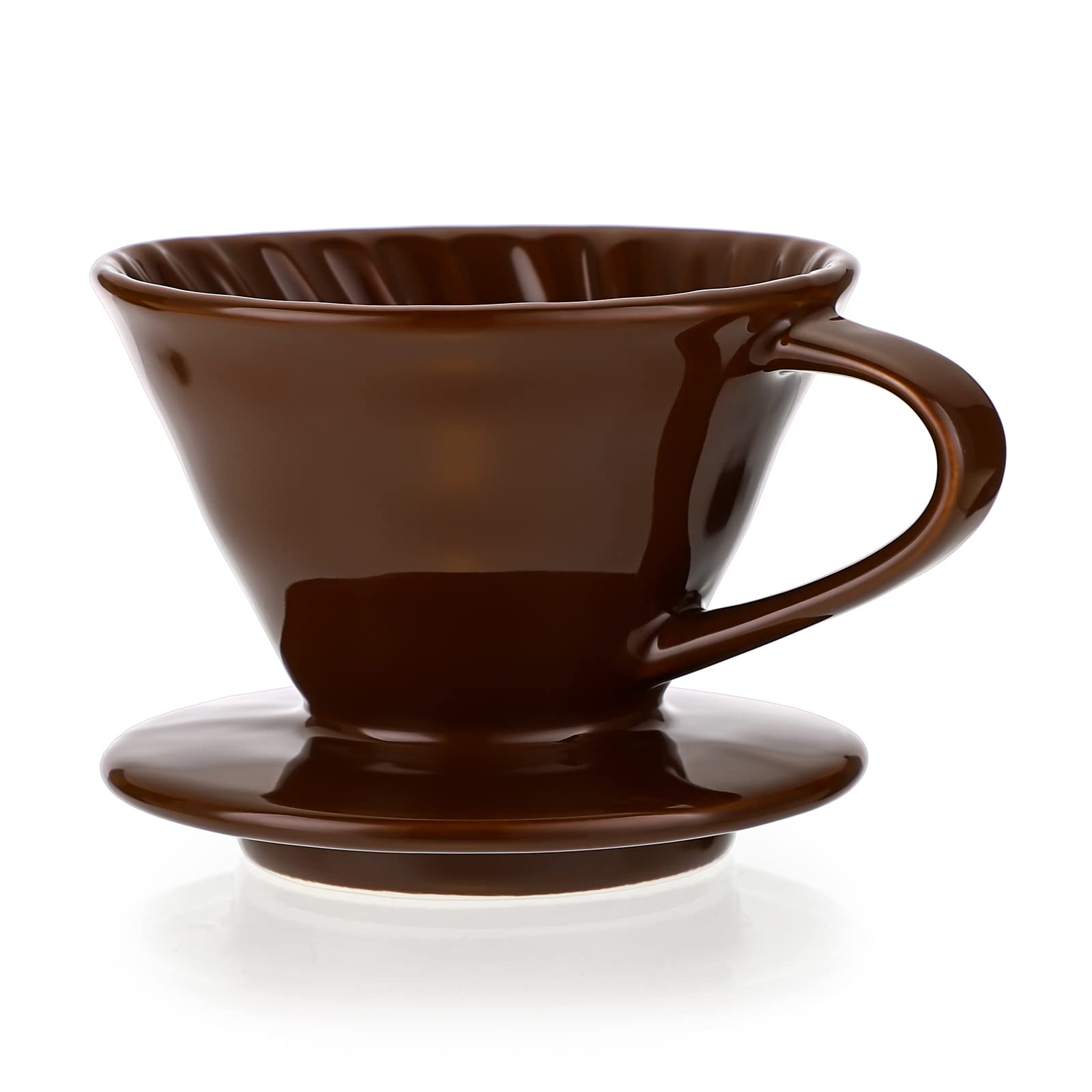 ELLDOO Ceramic Pour Over Coffee Dripper, Coffee Dripper Cone Brewer, Pour Over Cone Coffee Maker Slow Brewing Accessories for Home Office Cafe, 1 Cup Size, Red