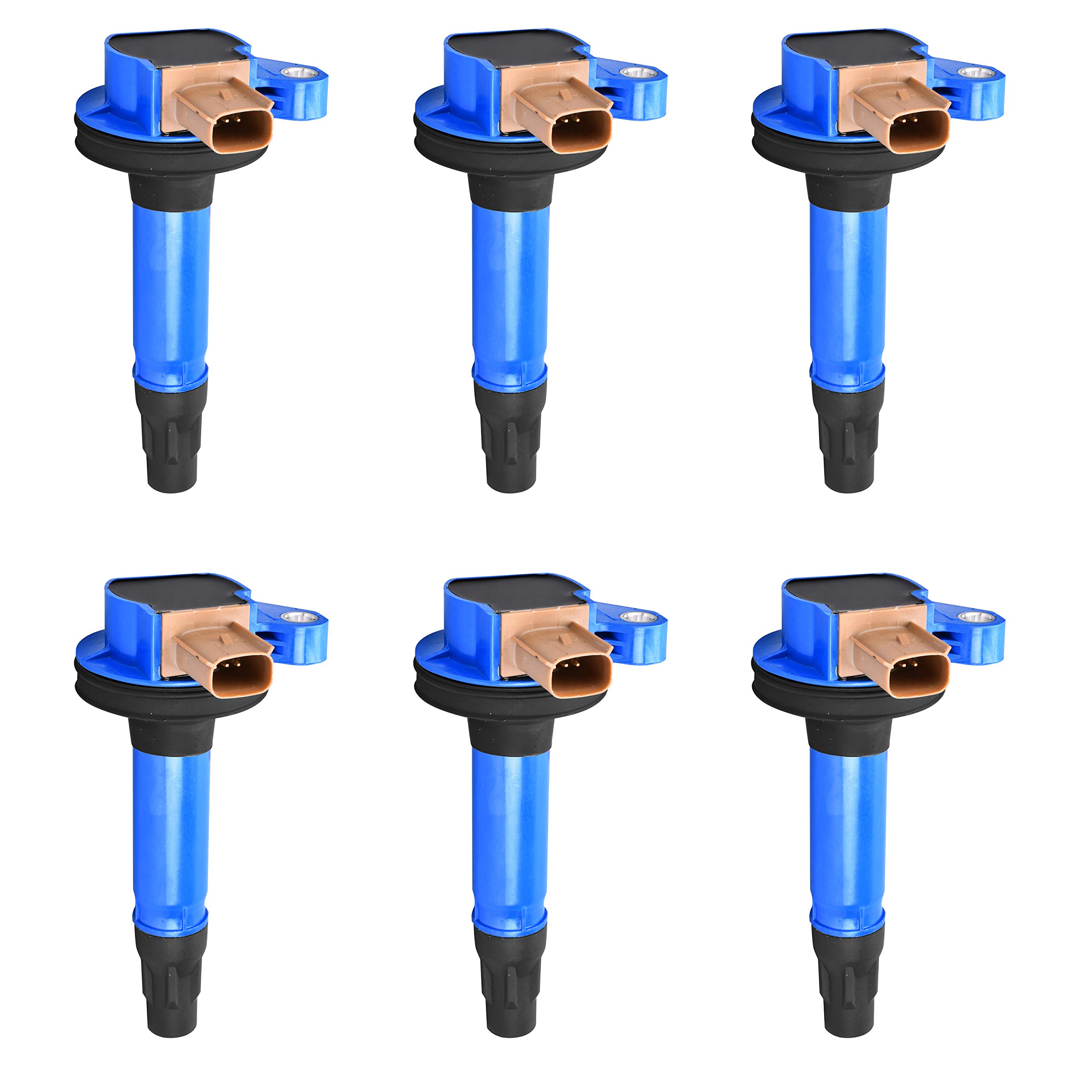 ENA Set of 6 Blue Ignition Coils Pack 3.5 V6 Compatible with Ford Lincoln Explorer Expedition F150 Flex Lobo MKS MKT Navigator Transit 150 250 350 Taurus 2011-2020 Replacement For C1814 DG549 UF646
