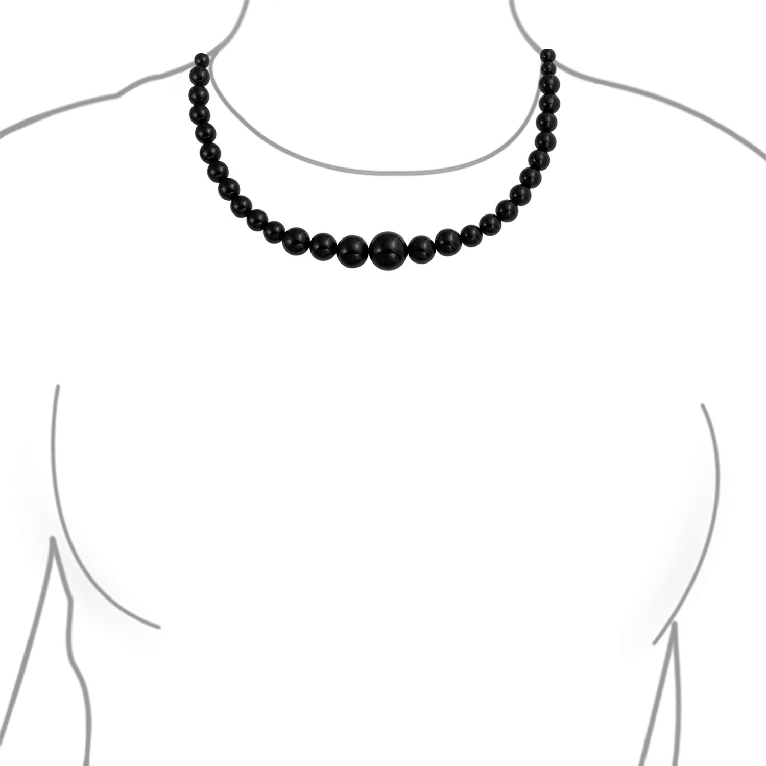 Elegant Simple Graduated Round Bead Ball Basic Strand Necklace Western Jewelry For Women Silver Plated Clasp 16-18 Inches