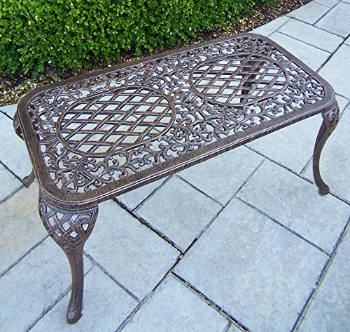 Oakland Living Mississippi Cast Aluminum Cocktail Table, 35-Inch by 18-Inch, Antique Bronze