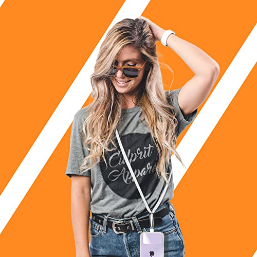 MOHOPE Universal Crossbody Phone Lanyard, Phone Lanyards for Around The Neck, Anti Loss, Soft Touch Nylon Phone Strap Crossbody with One Touch Clasp and Compatible with Most Smartphones(Silver)