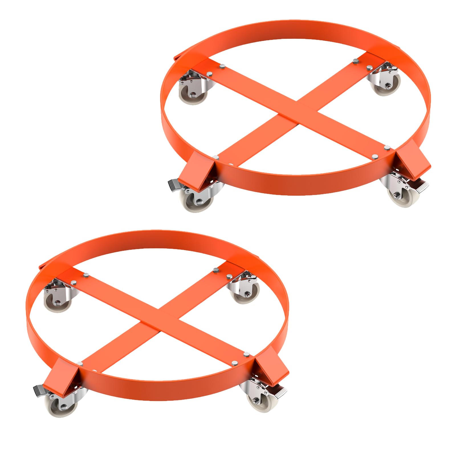 KYBOLT 55 Gallon Drum Dolly, 2 PCS Heavy Duty Barrel Dolly with Steel Frame 4 Swivel Casters Wheel, 1000 LBS Capacity, for Warehouse Drum Handling