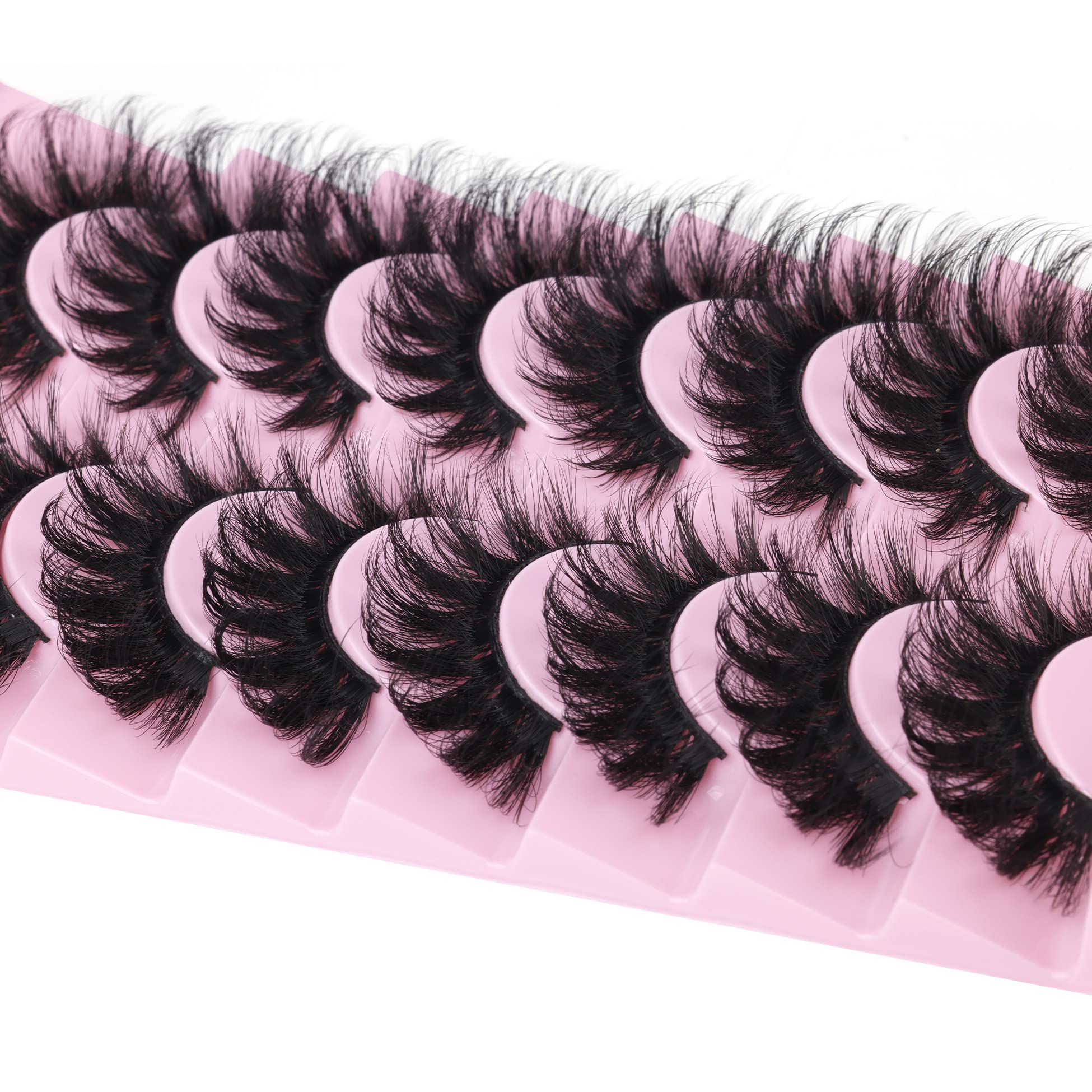 Fluffy Lashes Cat Eye D Curl Dramatic Faux Mink Lash Wispy 20MM Long Volume False Eyelashes That Look Like Extension 8 Pairs by Mavphnee