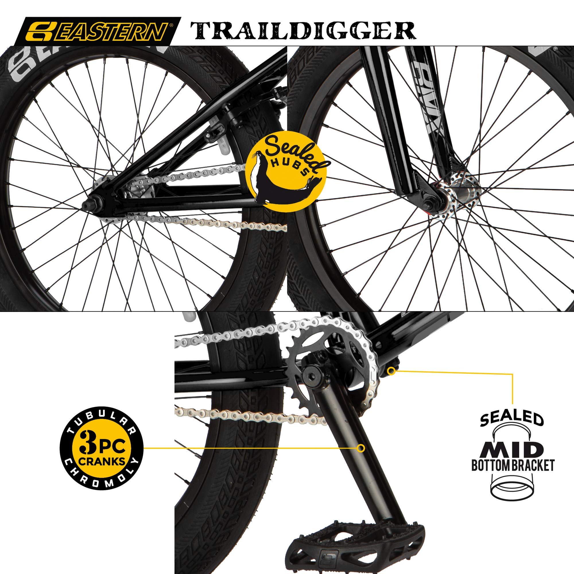 Eastern Bikes Eastern BMX Bikes - Traildigger Model 20 Inch Bike. Lightweight Freestyle Bike Designed by Professional BMX Riders at (Black)