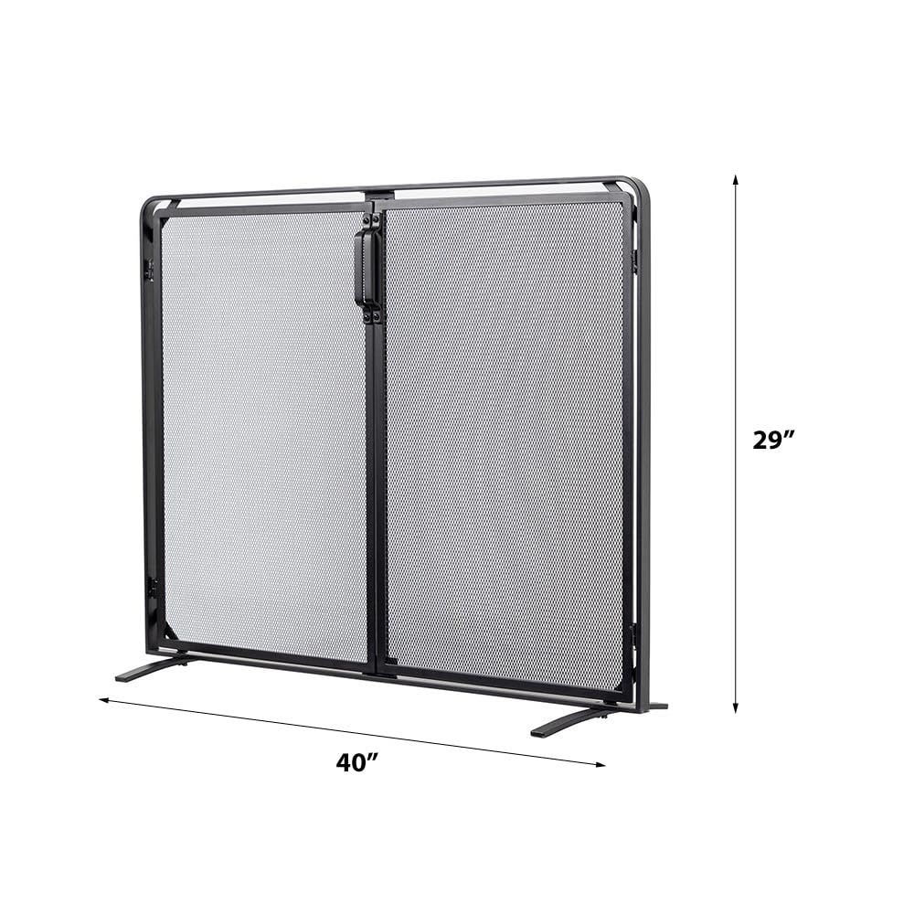 Modern Ember Gatsby Mesh Fireplace Screen in Aged Brass | Single Panel, Heavy-Duty Steel Frame with Powder-Coated Finish | Mesh Screen is Heat & Corrosion Resistant | Fits Standard Fireplaces