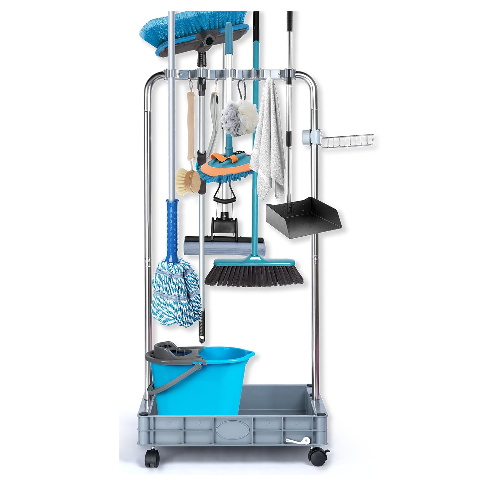 KYDIFS Broom Holder Closet Organizer Cleaning Supplies Storage Tools Cart for Garage Garden Cabinet Home (10-Racks)