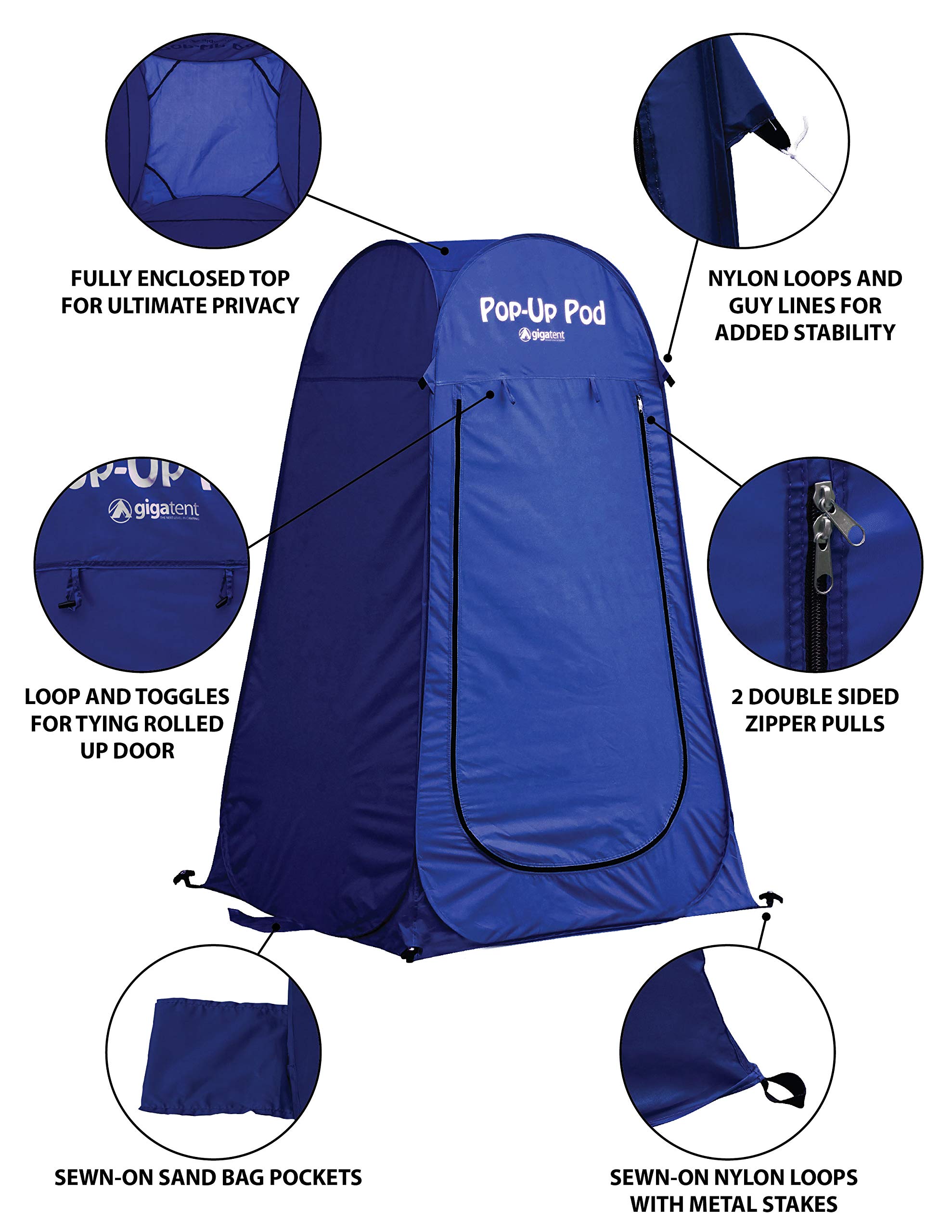 GigaTent Pop Up Pod Changing Room Privacy Tent β Instant Portable Outdoor Shower Tent, Camp Toilet, Rain Shelter for Camping & Beach β Lightweight & Sturdy, Easy Set Up, Foldable (Navy)
