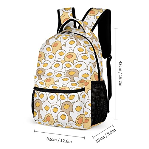 MINBHEBYUD Cute Cartoon Duck Prints Backpack, Lightweight Backpack Casual Daypack, Bookbag for Men Women