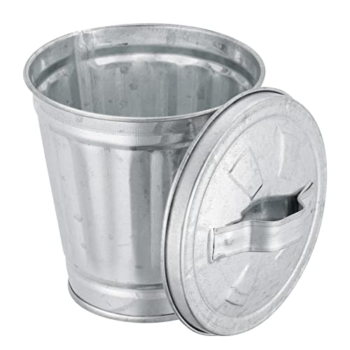 TOYANDONA Mini Trash Can with Lid- Stainless Steel Small Desktop Garbage Can, Tiny Trash Bin Office Wastebasket for Countertop Pen Pencil Cup Holder for Office Supplies