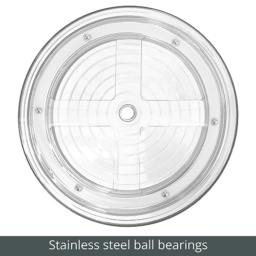 mDesign 2-Tier Lazy Susan Makeup Organizer - 9-Inch Lazy Susan Turntable Organizer for Bathroom Counter, Cabinets, Vanity - Bathroom Lazy Susan for Cosmetics Storage - Ligne Collection, Clear/Chrome