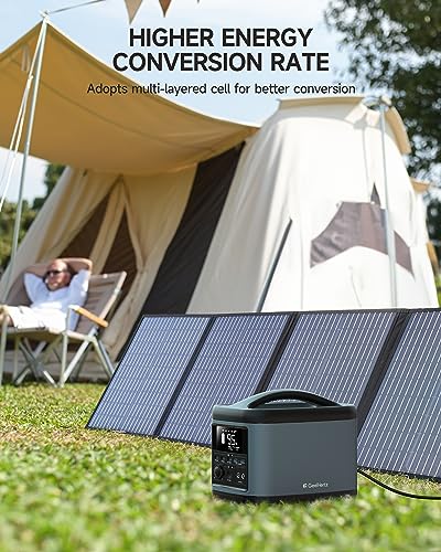 Geelhertz 100W Portable Solar Panel, Foldable with Carry Case, High 22% Efficiency, IP65 Water & Dustproof Design for Camping, RVs, or Backyard Use
