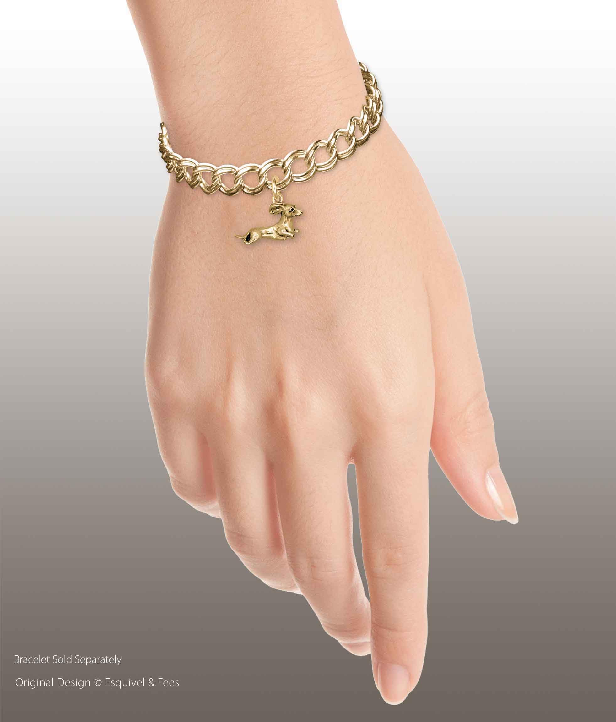 Esquivel and Fees Dachshund Jewelry 14k Gold Dachshund Charm Handmade Dog Jewelry DA13-CG