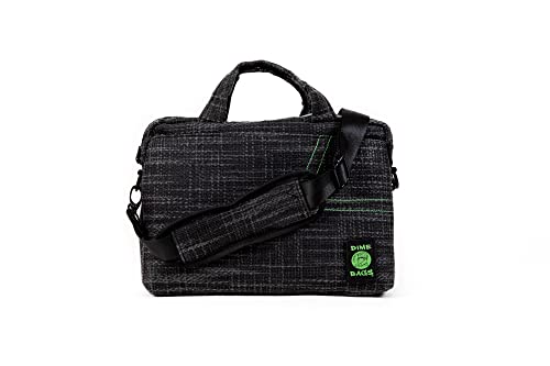 DIME BAGS Side Hustler | Hemp Computer Bag | Padded Commuter Shoulder Bag (15 inch, Black)
