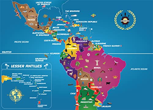 Latin America & Caribbean Map Puzzle – Map of South America – Jigsaw Puzzle-Educational History – 100 Piece Puzzles –The New World Continent – Mexico | Brazil | Chile | Peru | Colombia | South America