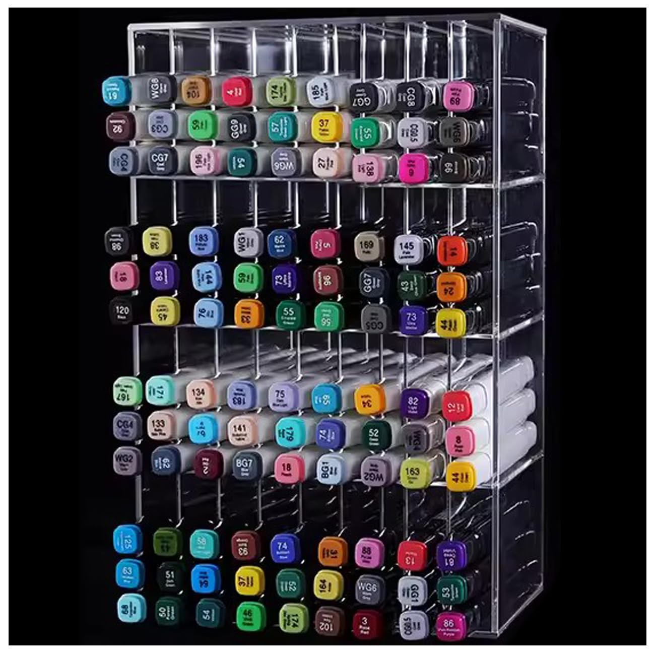 OLizee® Acrylic Transparent Marker Storage Holder Art Marker Storage Rack Marker Storage Organizer Crayon Pen Holder Marker Storage System for Desk Up to Store 144pcs Pens