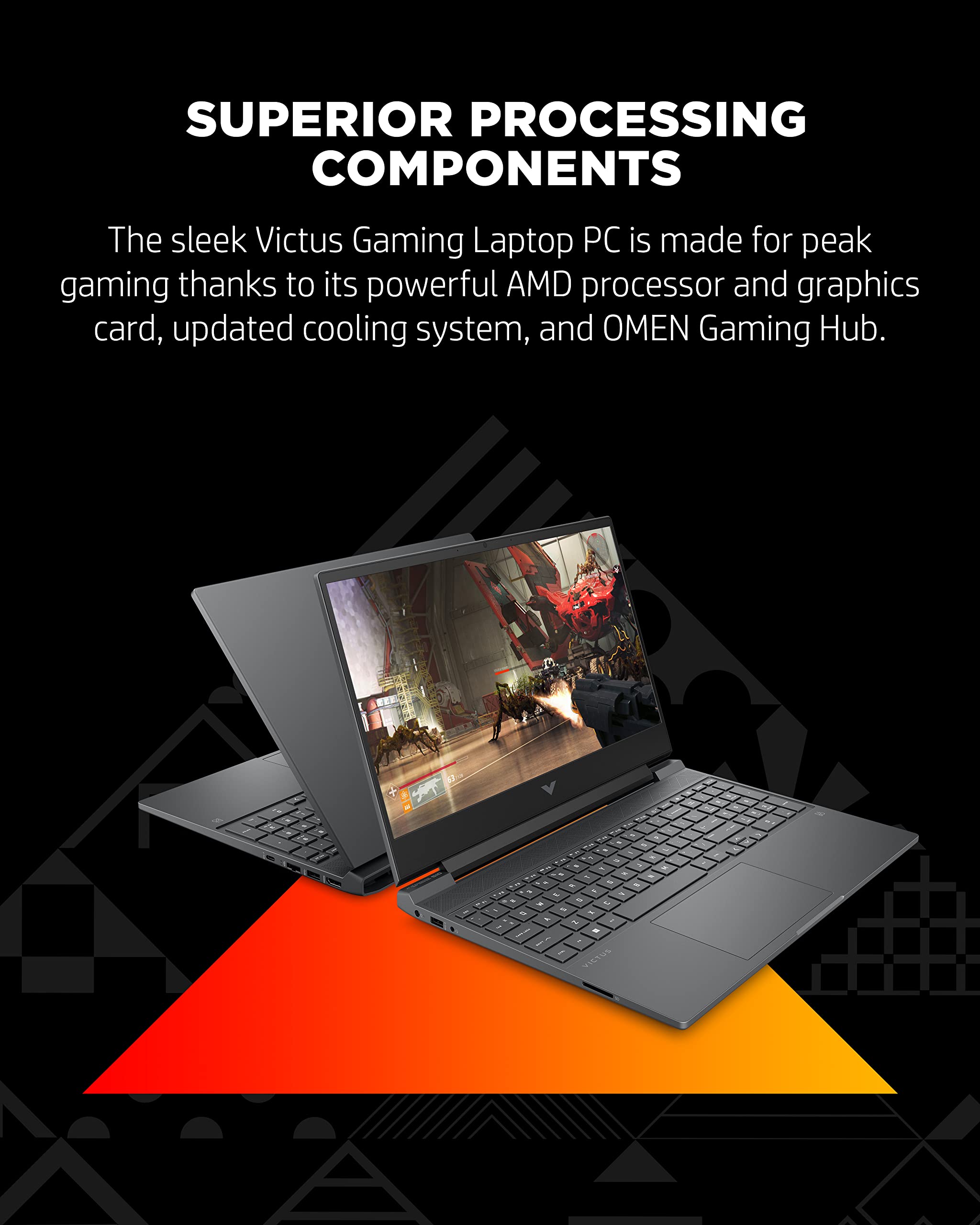 HP Victus 15 Gaming Laptop, AMD Radeon RX 6500M Graphics, AMD Ryzen 5 5600H, 8 GB RAM, 512 GB SSD, Full HD Display, Windows 11 Home, Backlit Keyboard, Enhanced Thermals (15-fb0010nr, 2022)