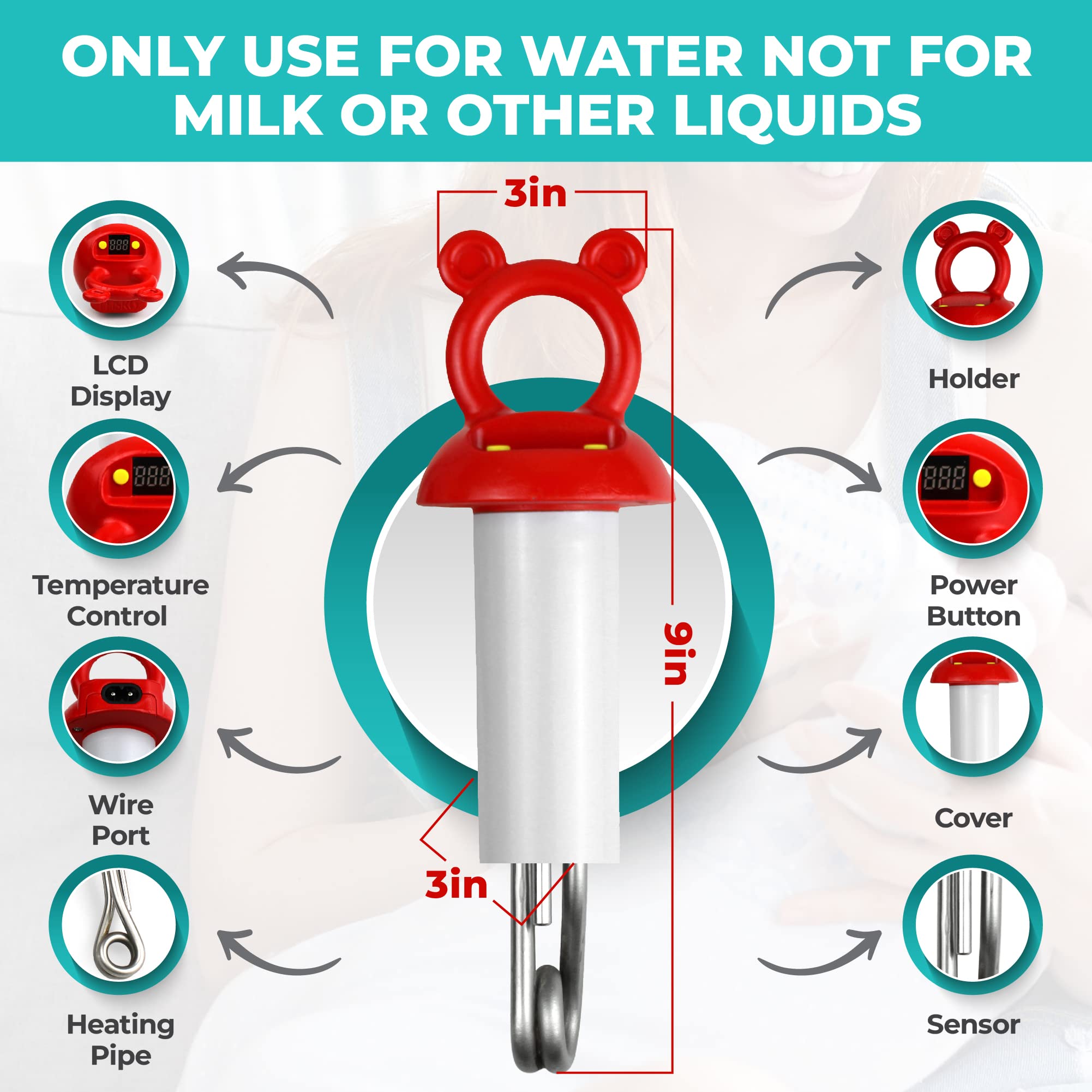 Instant Baby Water Warmer Warms Up in Seconds – Bottle Warmer with LCD Display and Smart Temperature Control – Baby Bottle Warmer for Baby Formula Bottle – Adjustable Temperature Settings