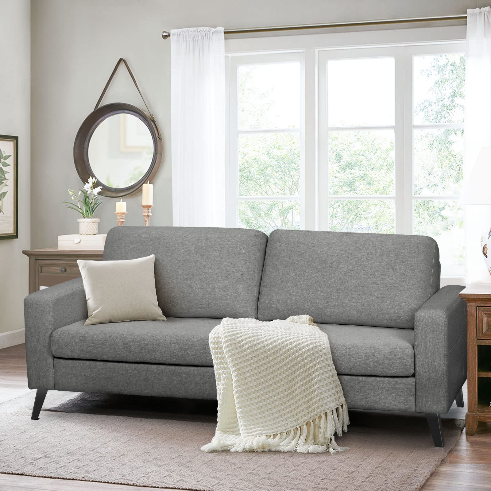 Esright Grey Sofa Couch, 2 Seats Sofa for Living Room 79" Wide, Oversied Loveast for Bedroom and More