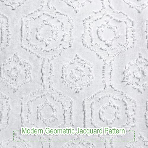 OWENIE White Blackout Curtains 84 inch Length 2 Panel Set, Sheer with 100% Blackout Curtain Liner Thermal Insulated, 3D Jacquard Clip Double Layer Rod Pocket Back Tab Panel Drapes, 2 Panels, 52 x 84