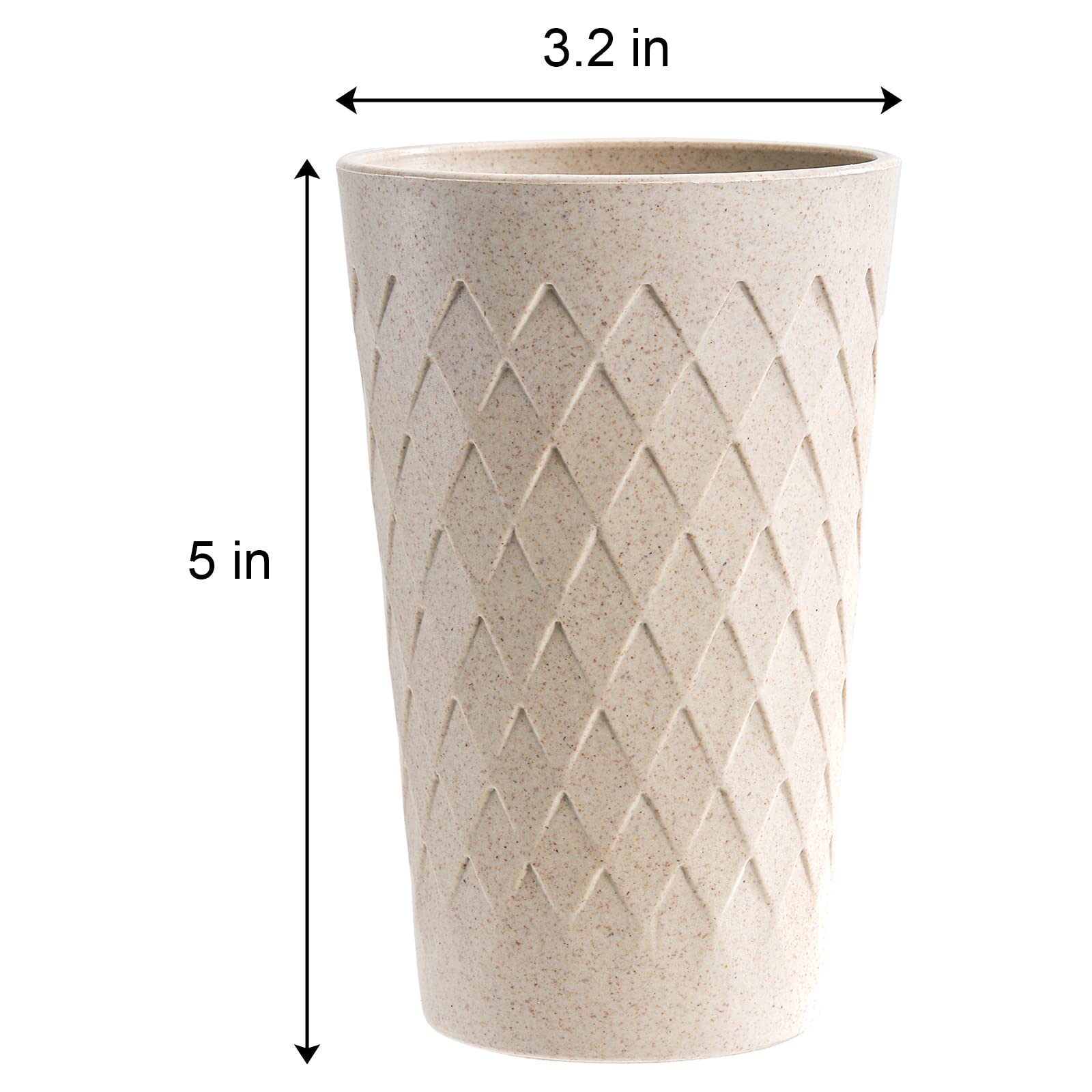 Elsjoy Set of 12 Wheat Straw Plastic Cups, 12 Oz Drinking Cups Water Tumbler for Home, Party, BBQ, 6 Colors