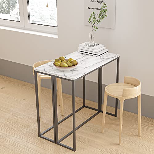 Tilly Lin 36" Faux Marble Top Console Table, Rectangular Shape Sofa Table for Entryway, Bar Table for Dining Room, Couch Table, Display Table for Living Room, Hallway, Foyer, Black Legs