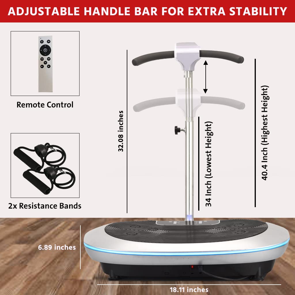 EILISON Handle Vibration Disc, Vibration Platform Machine Waist Horizontal Handle, Powerful Arm Fitness and Recovery Vibration Platform, Full Body Vibration Machine Maximum Weight -350