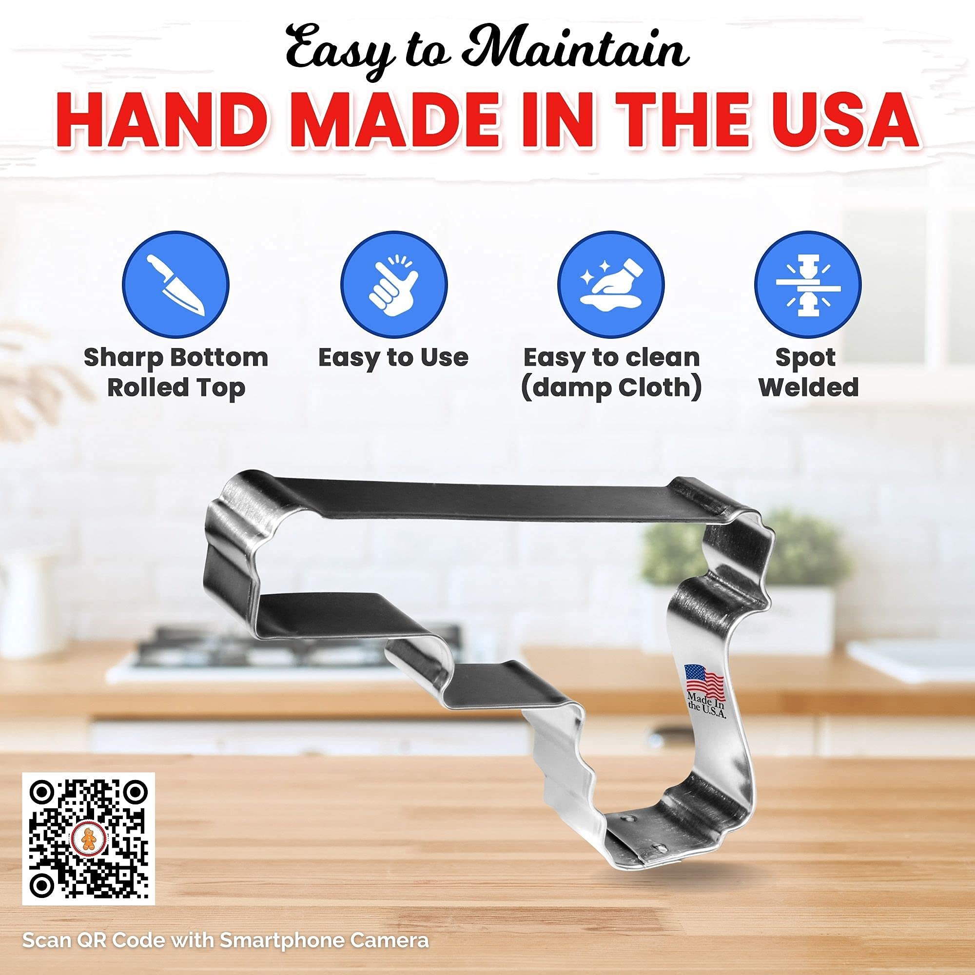 Hand Gun Cookie Cutter 4 Inch - Made in the USA – Foose Cookie Cutters Tin Plated Steel Hand Gun Cookie Mold
