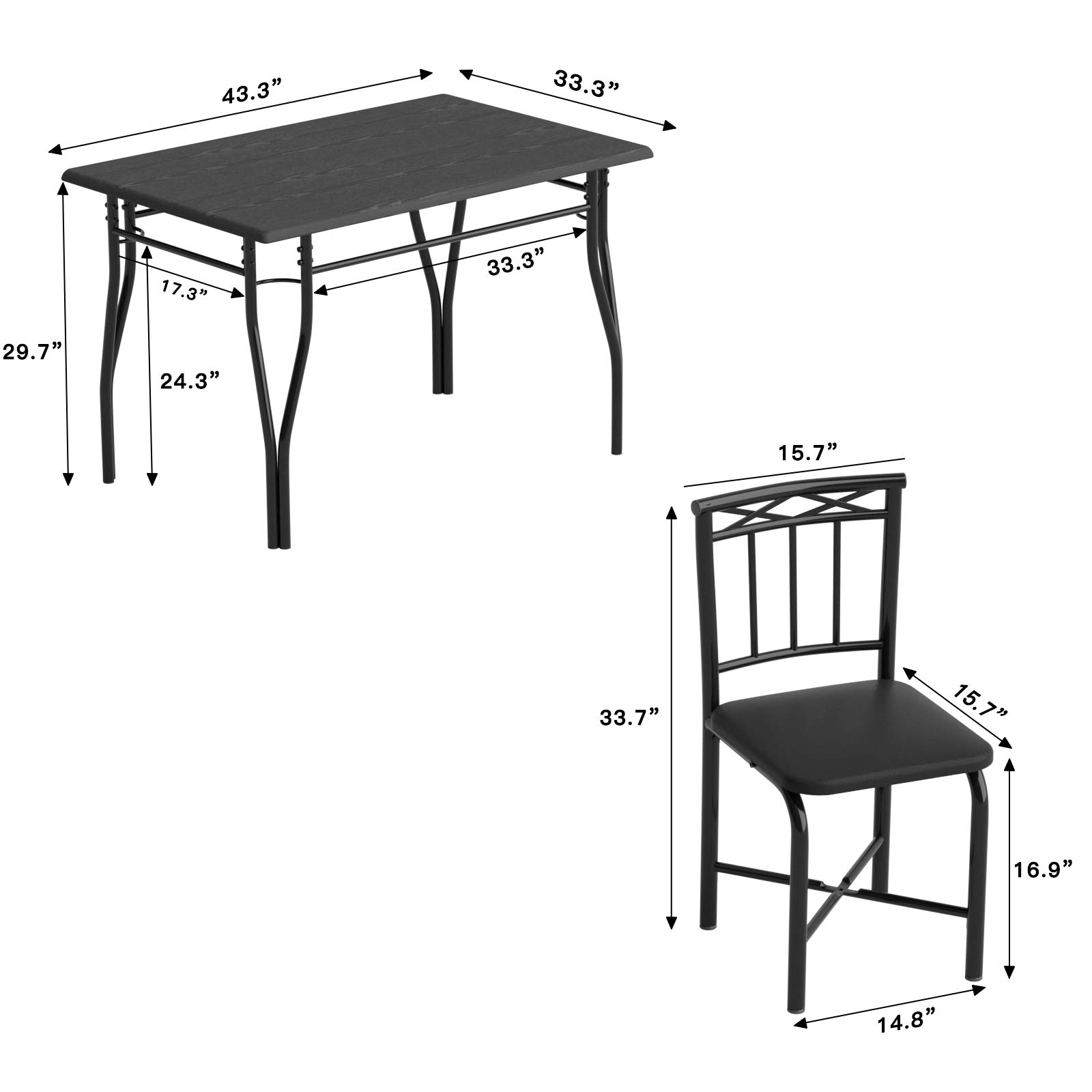 Easyzon Dining Table Set for 4 Black, Kitchen Table and Chairs for 4, Space Saving Dining Room Set for Apartment, Counter Height Breakfast Nook Table Set, Dinner Table Dinette Set for 4, Wood
