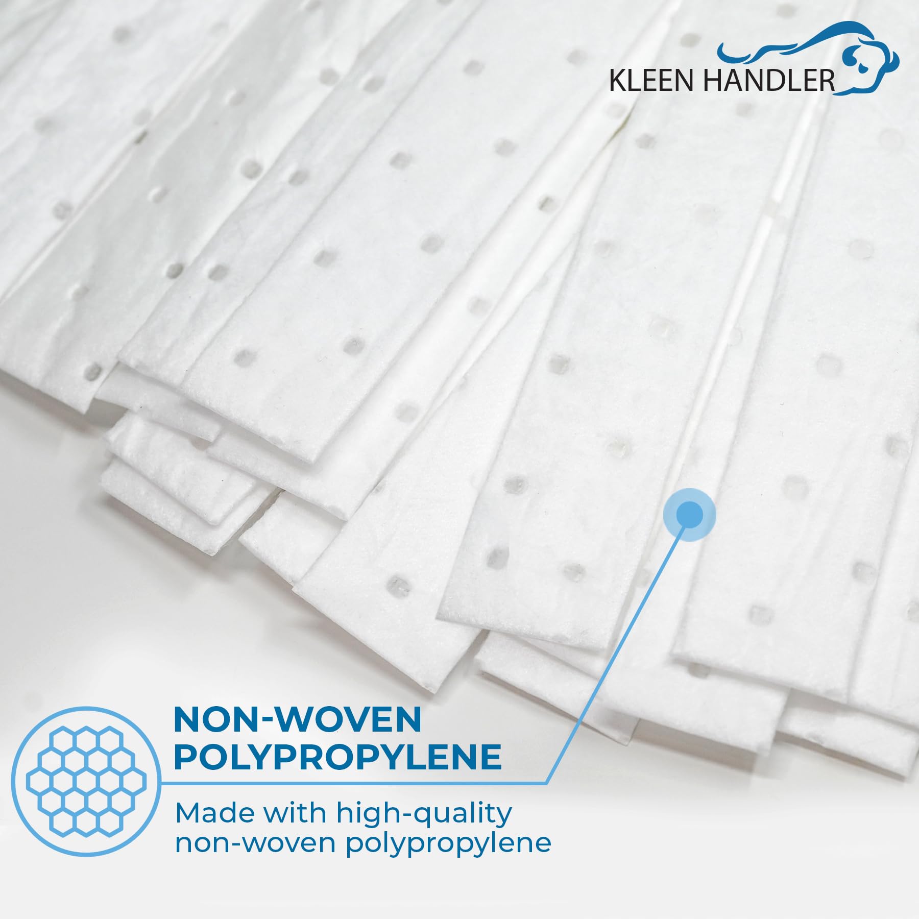 KLEEN HANDLER Mop Head Replacement 6-Pack Hydrophobic Industrial Mop for Oils and Spills β Heavy-Duty Mop for Industrial, Commercial, Janitorial Cleaning β Non-Woven Oil-Absorbent Material