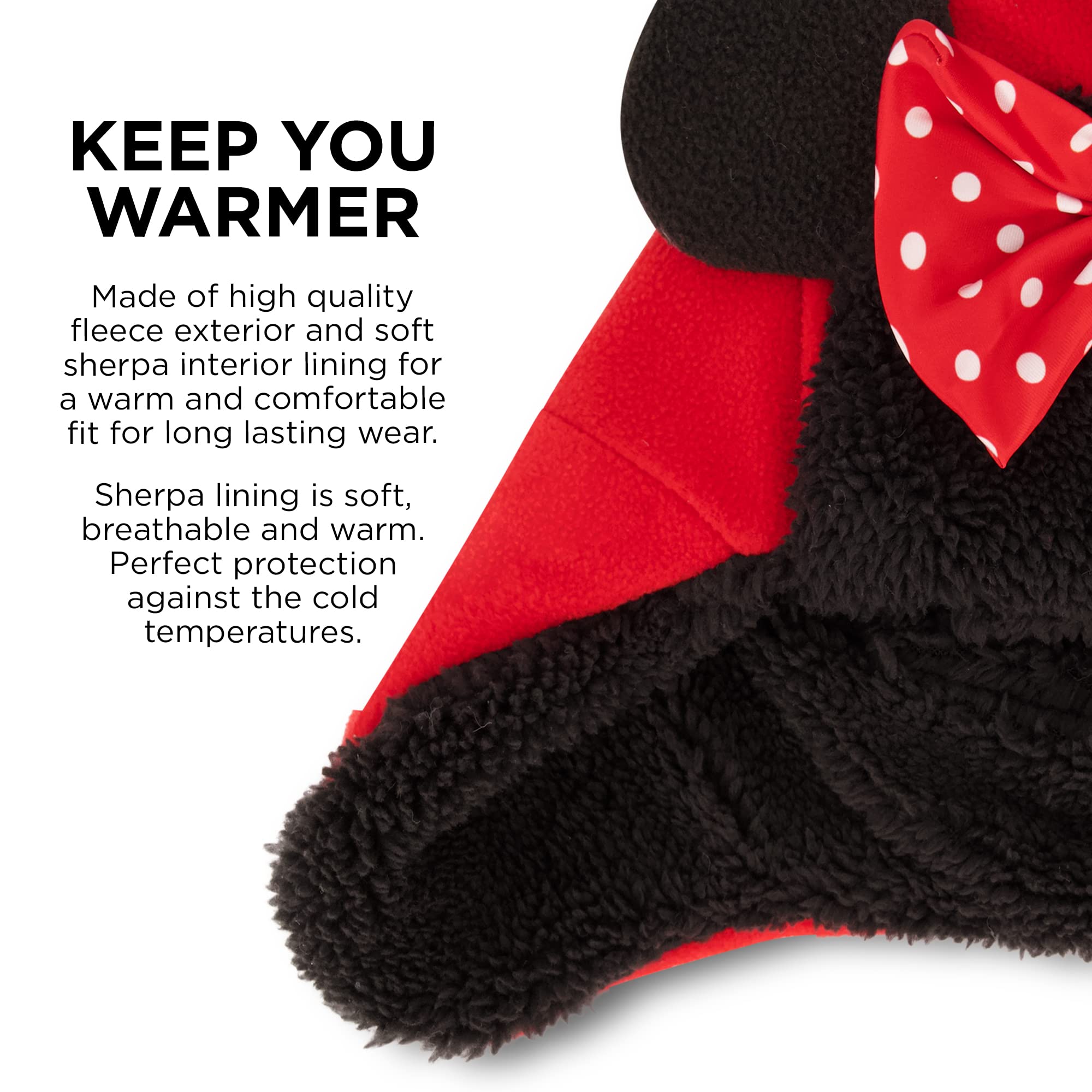 Disney baby girls Minnie Mouse Toddler Fleece Trapper Winter With Sherpa Lining and Mitten Set Beanie Hat, Minnie Mouse, 2-4T US