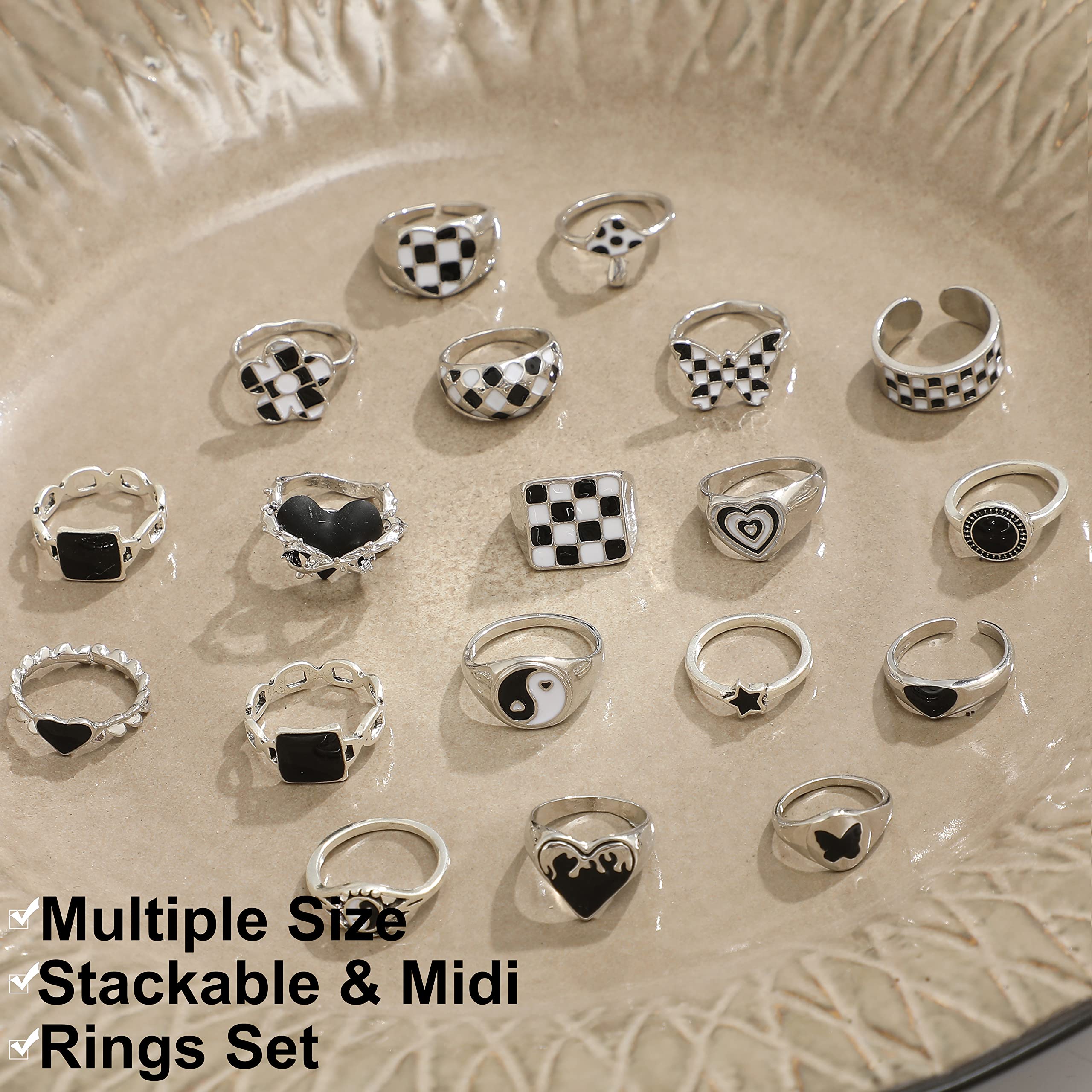 FAXHION 75 Pcs Vintage Silver Knuckle Rings Set for Women, Y2K Stackable Joint Finger Rings, Boho Butterfly Snake Aesthetic Stacking Midi Rings Pack
