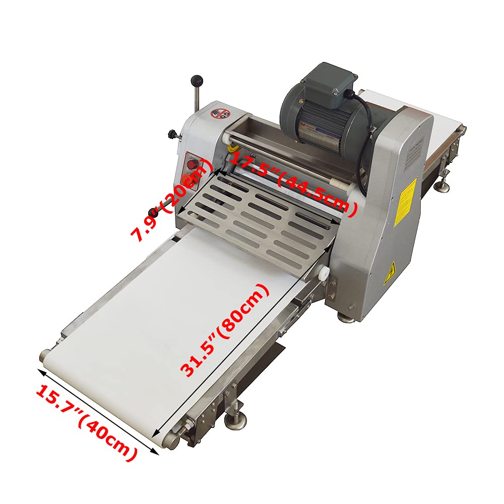 TECHTONGDA Commercial Dough Sheeter Laminated Dough Sheeter Fondant Flattener Pastry Sheeter Countertop Pizza Pasta Press Machine with 65x15.7" Conveyor Belt Professional Bakery Equipment