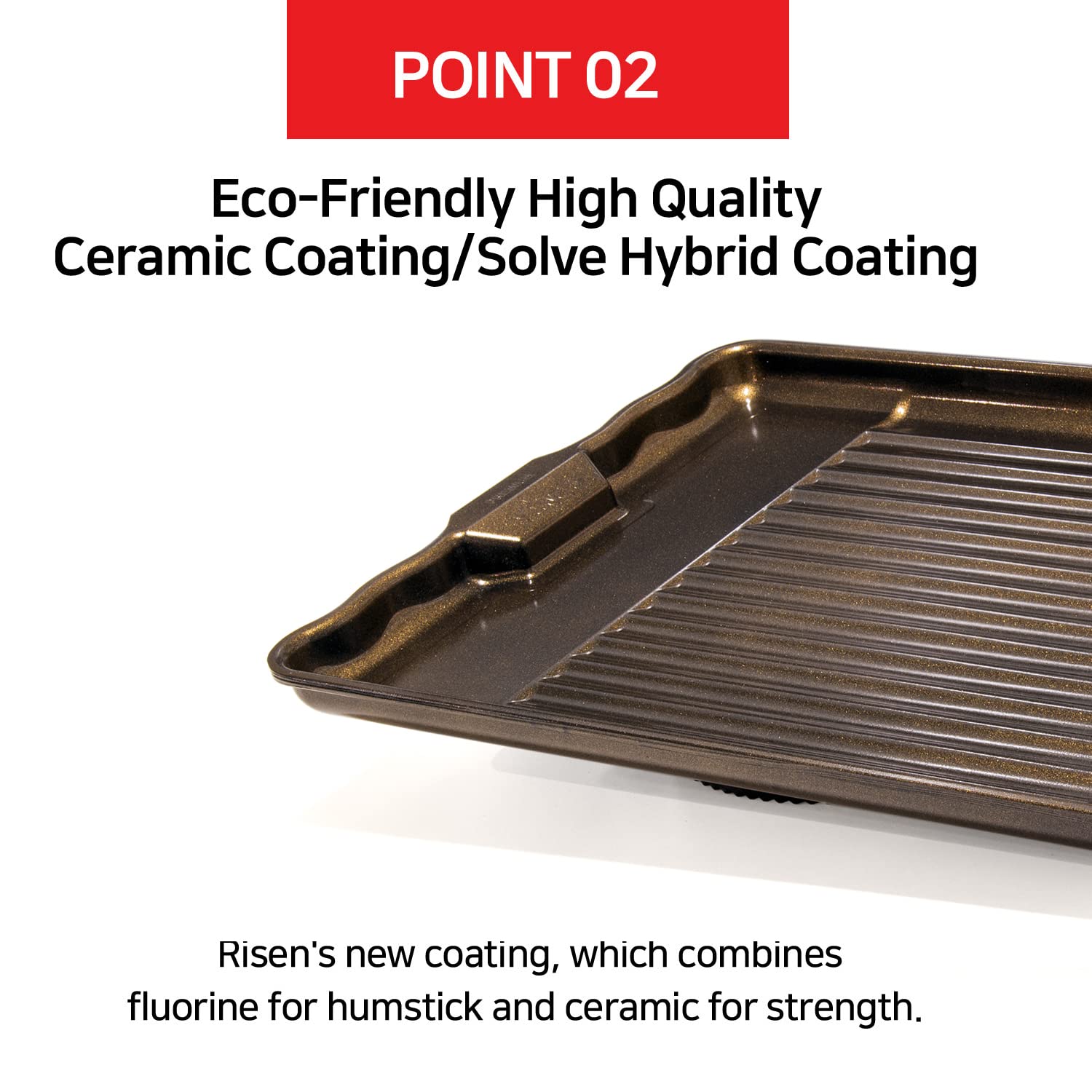 Letusto Premium Grill Plate Risen Pan W12 x16 x2.1inch- Korean BBQ Non-Stick Cookware with Double structure, Ceramic Coating/Solve Hybrid Coating (Wave)