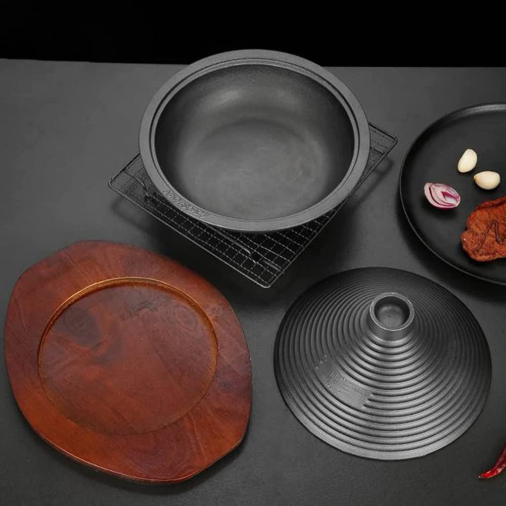 Hand Made Tagine Pot, Moroccan Tajine Ceramic Pots Cookware with Cone-Shaped Closed Lid and Wooden Board for Cooking and Stew Casserole Slow Cooker(28cm)