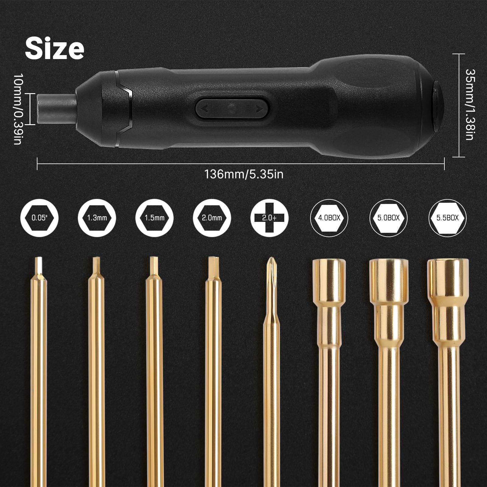 INJORA Electric Screwdriver Cordless with 8 Bits and USB Cable, Hex Screwdriver Nut Driver & Phillips Screwdriver Tool Set, RC Car Tools Kit For 1/18 1/24 RC Crawler Car Axial SCX24 AX24 FCX24 TRX4M