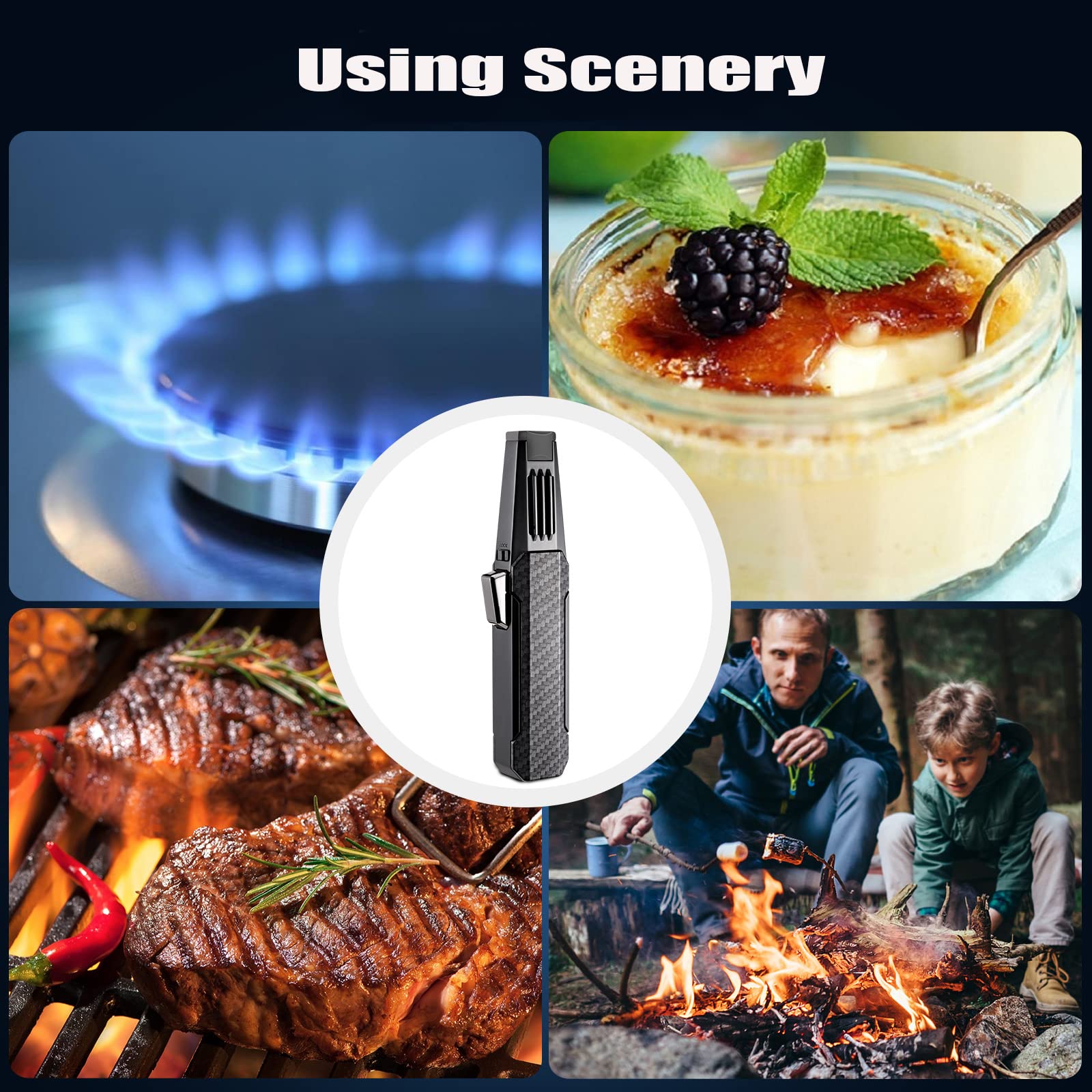 DoPake Butane Torch,Refillable Cooking Kitchen Torch Lighter With Safety Lock and Adjustable Flame,Jet Flame Solar Beam Torch Blow Torch for Desserts,Creme Brulee,BBQ,Baking (Not Included Gas)