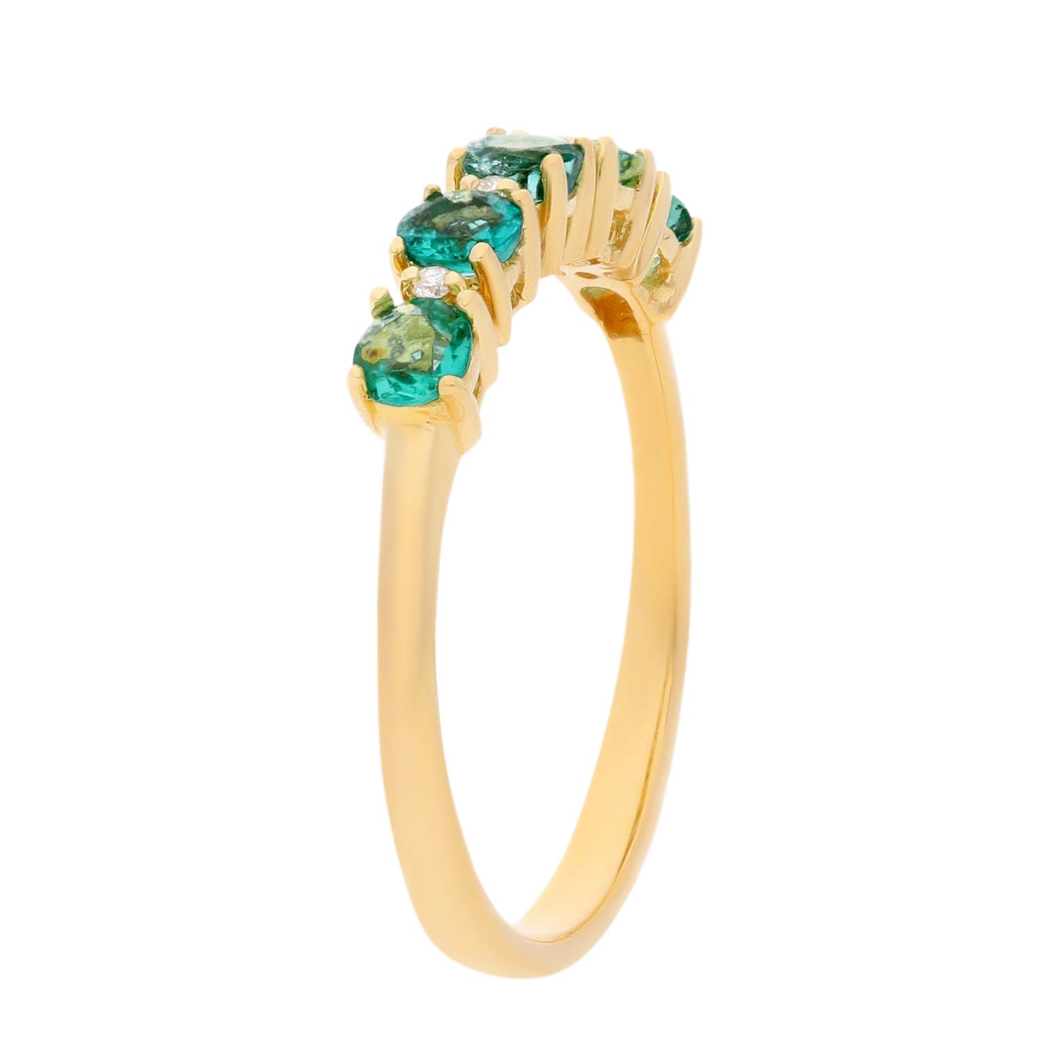 Gin & Grace 14K Yellow Gold Natural Zambian Emerald Ring with Natural Diamonds for women | Ethically, authentically & organically sourced Round-Cut Emerald jewelry for her | Emerald Ring for women.