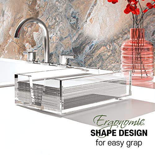 LEVIMETREE Acrylic Napkin Holder for Bathroom, Kitchen or Dining Table - Guest Towel Holder Tray for Bathroom, Table Top Decorative Napkin Tray for Dining Table and Kitchen,8.7”x5.2”x2.5” Inside Size