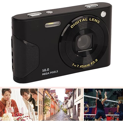 Digital Camera, 58MP Pixel 4K HD Timing Photo Face Recognition Auto Focus Compact Point and Shoot Cameras Portable Small Digital Camera with 2.7in TFT Screen & Tripod Screw Port